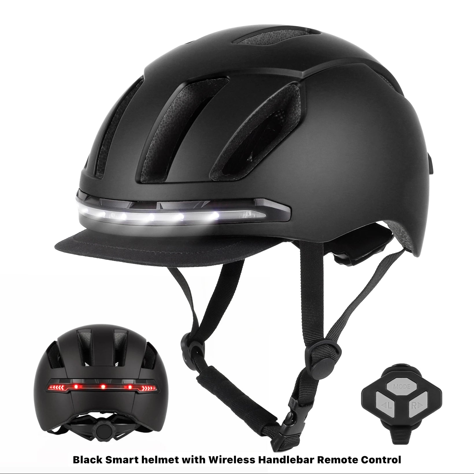 Stealth Black Smart Helmet with Wireless Handlebar Remote Control ...